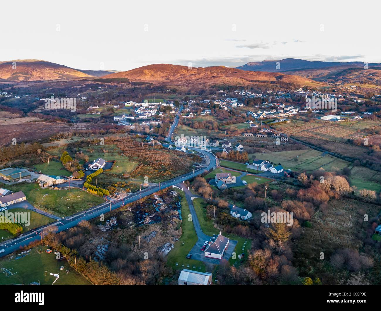 Aerial view of Glenties in County Donegal, Ireland Stock Photo - Alamy