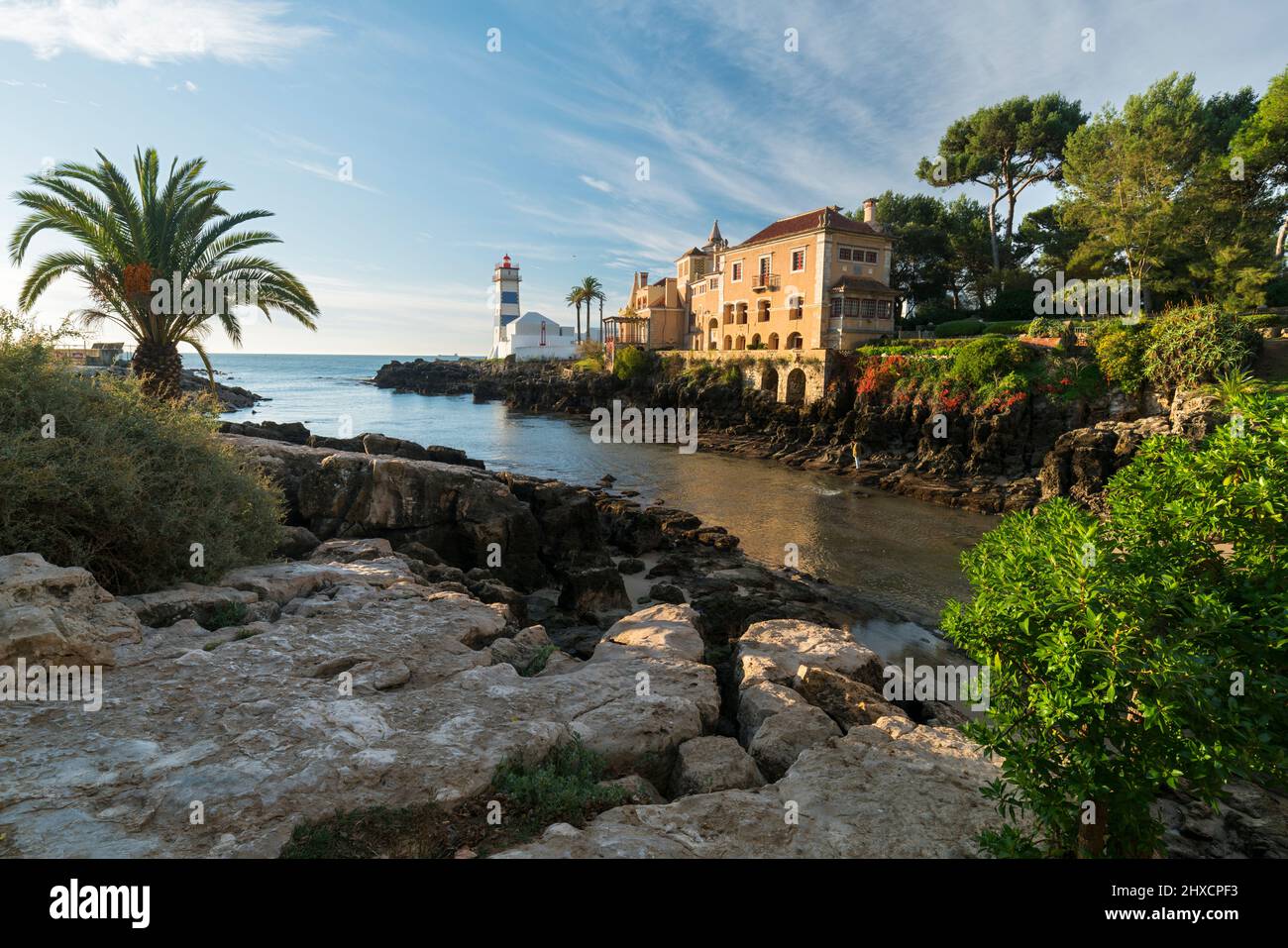 Lighthouse at Forte de Santa Marta, Cascais, Portugal Stock Photo - Alamy