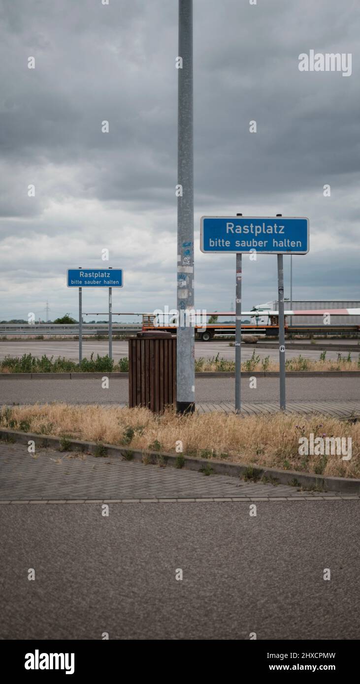 Rastplatz signs on the Autobahn in Germany Stock Photo - Alamy