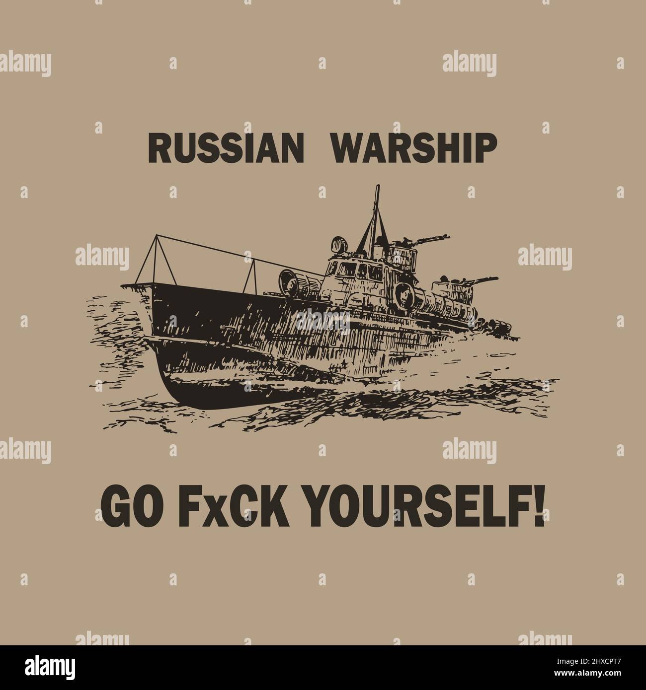 Russian warship go fxck yourself. Vector illustration Stock Vector ...