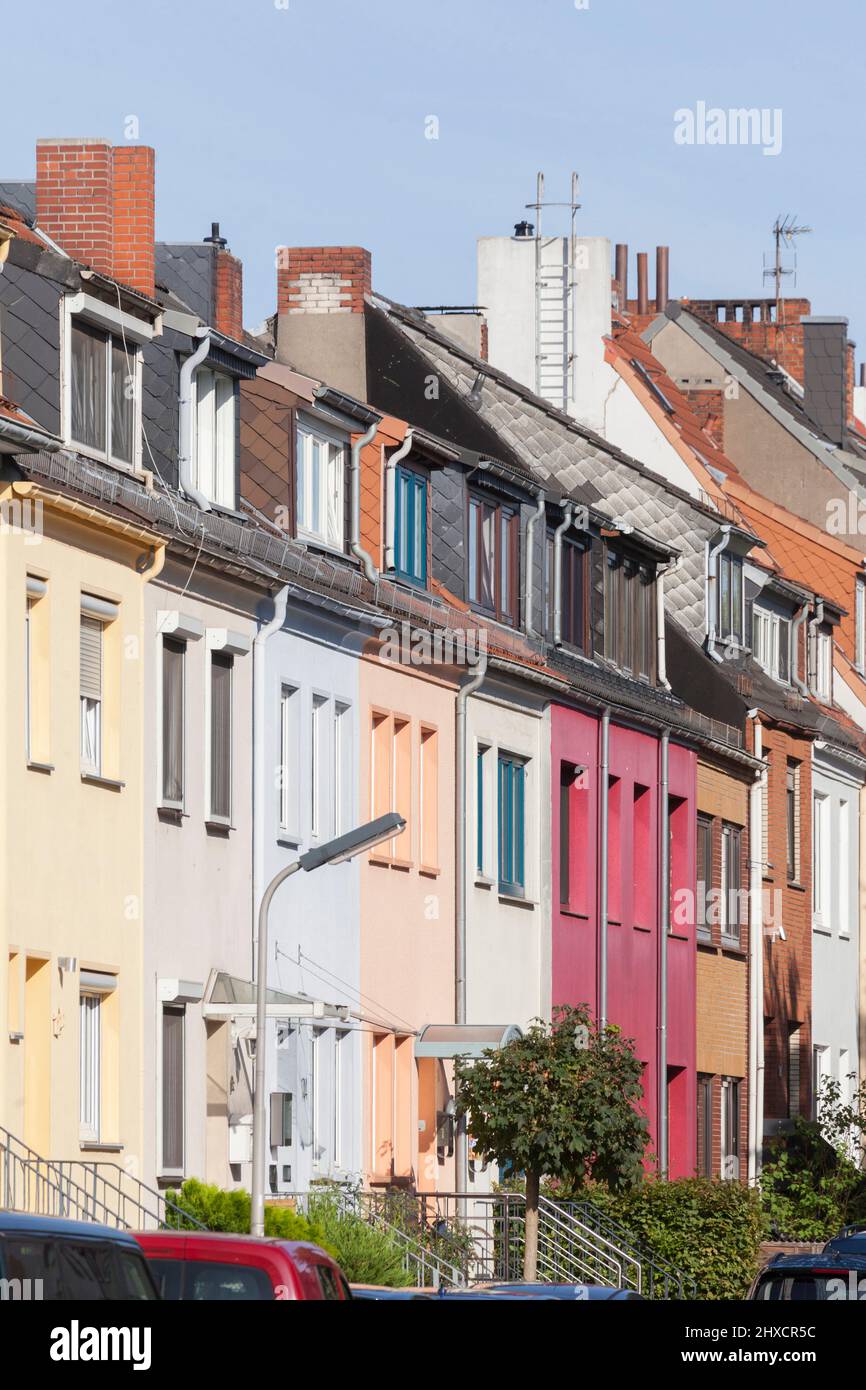 Row of houses, residential building, Findorff, Bremen, Germany, Europe ...
