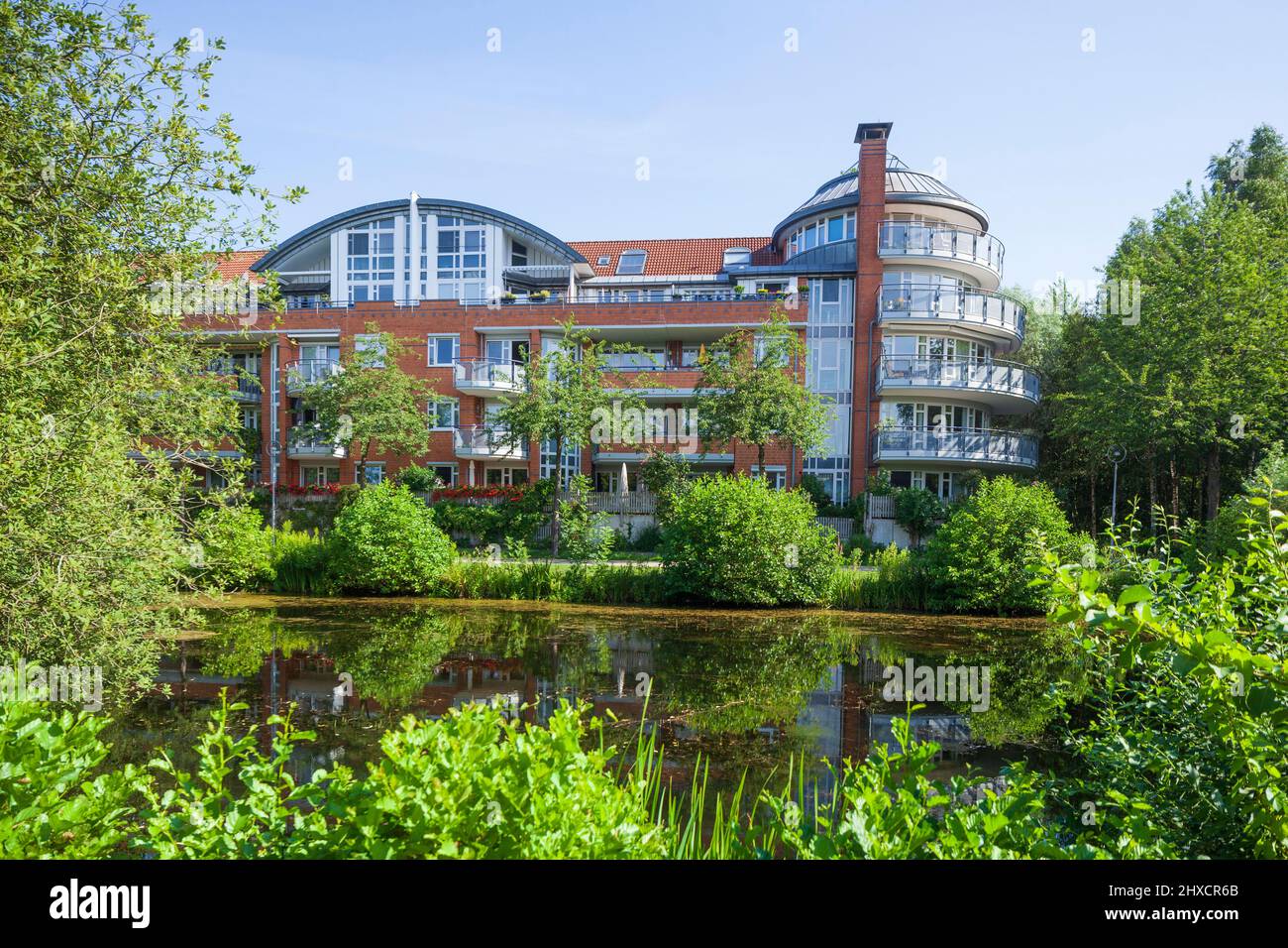 Modern residential buildings at Weidedammfleet, Bremen-Findorff, Bremen ...