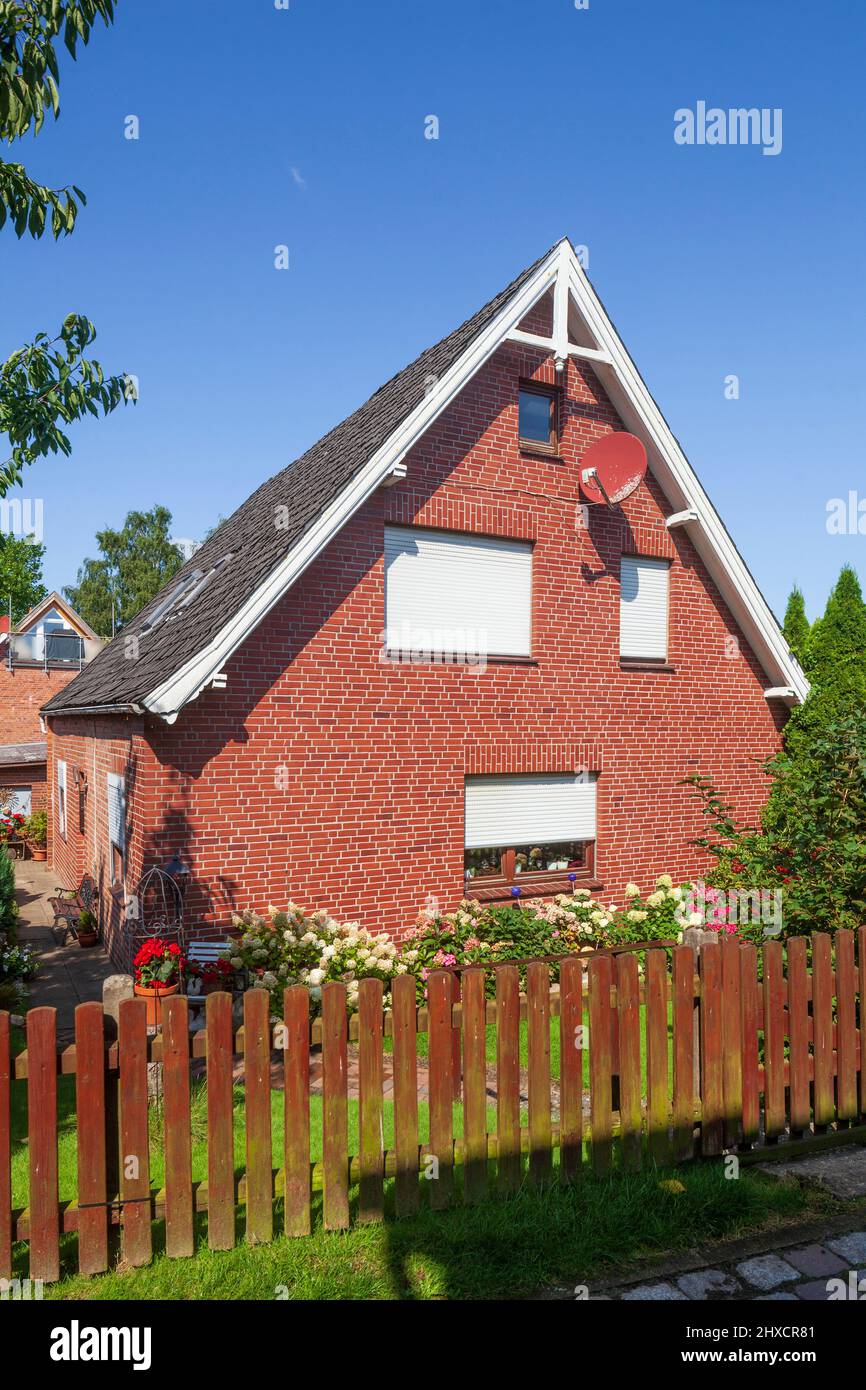 Modern brick residential building, Steinkirchen, Germany, Europe Stock ...