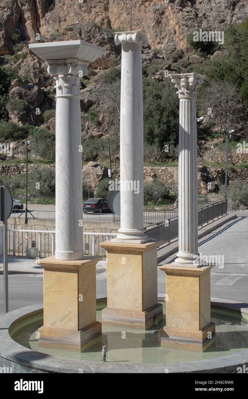 Reproductions in Macael marble of three Greek orders of columns (Doric ...