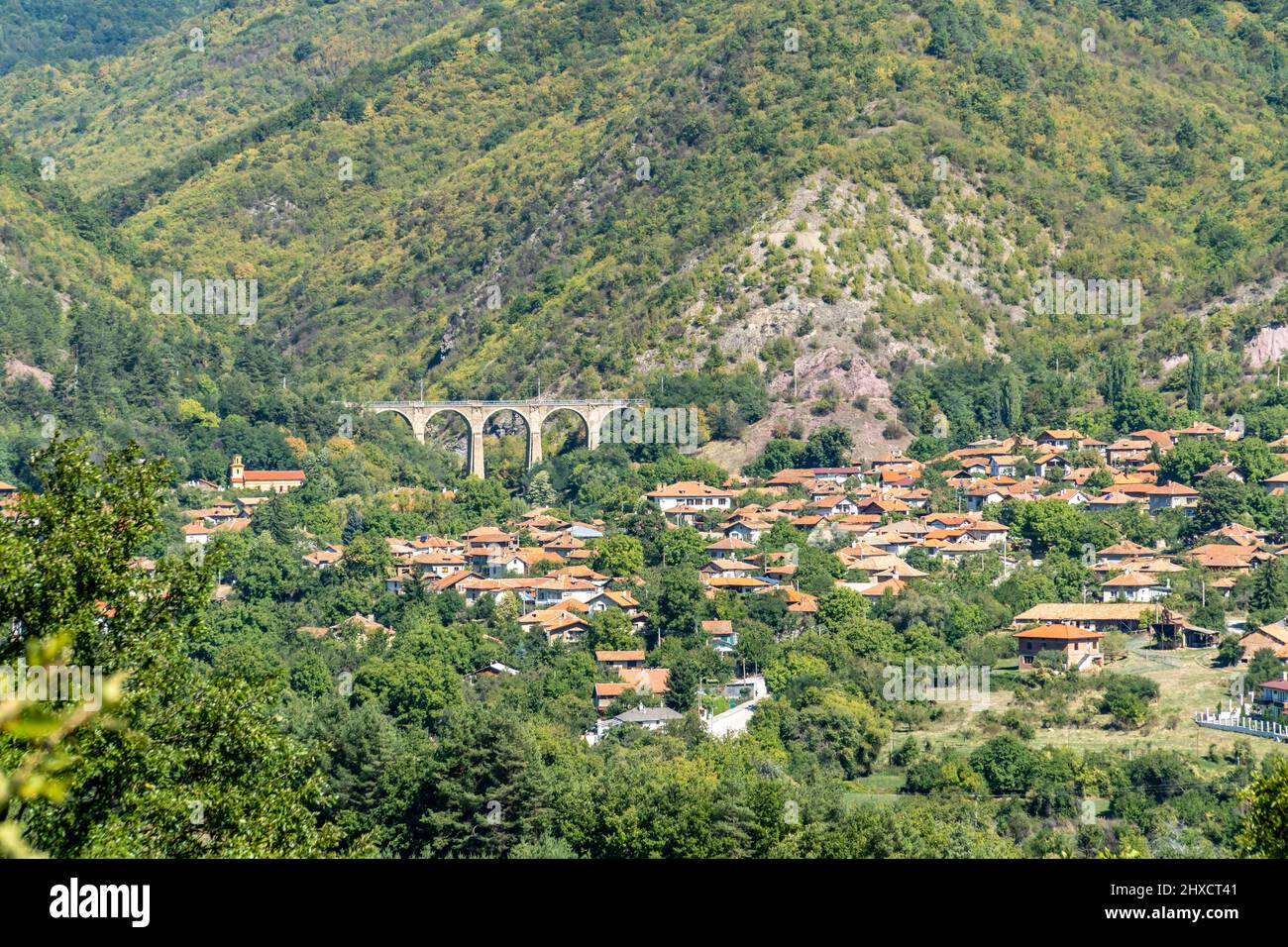 The train stone bridge at the mountains near Bunovo village in Bulgaria ...