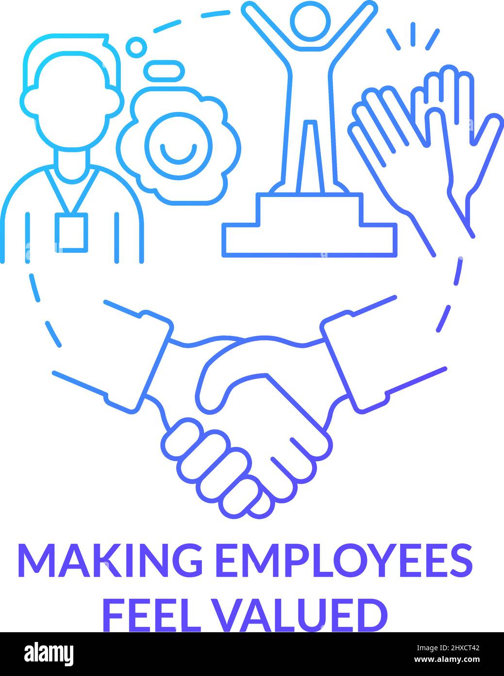 Making employees feel valued blue gradient concept icon Stock Vector ...