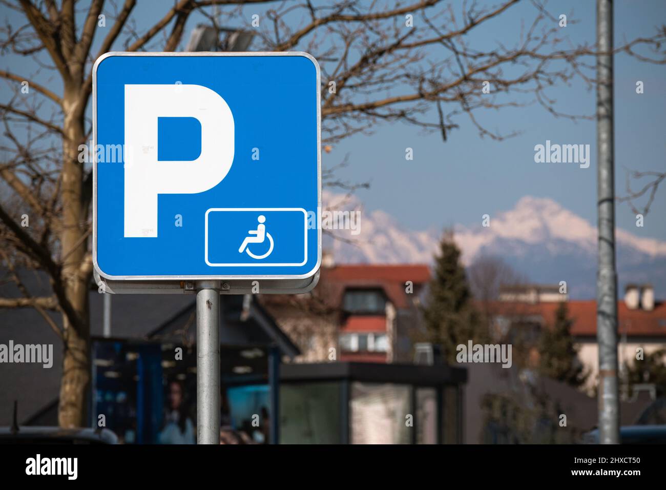 Parking spot for persons with disability with wheelchair sign Stock ...