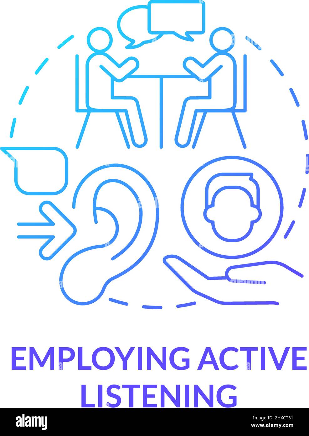 Employing active listening blue gradient concept icon Stock Vector ... Employing active listening blue gradient concept icon Stock Vector ...