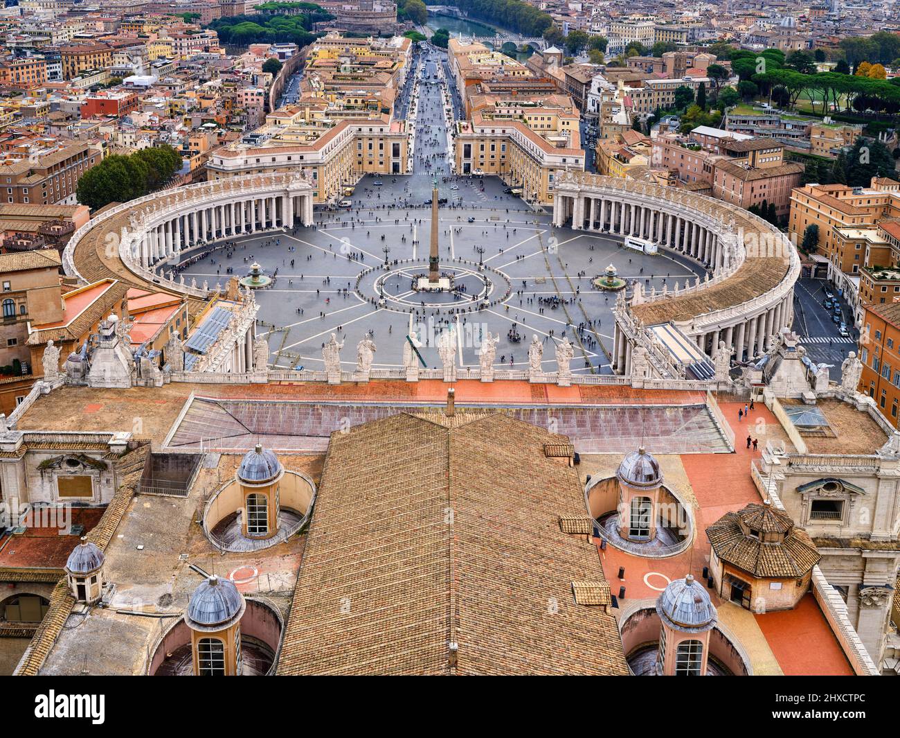 View of St. Peter's Square from the dome of St. Peter's Basilica Stock ...