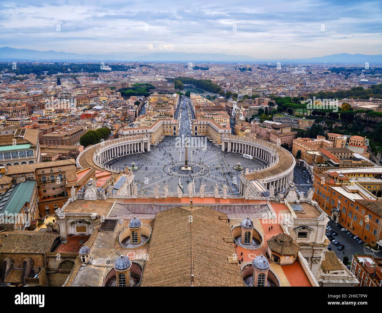 View of St. Peter's Square from the dome of St. Peter's Basilica Stock ...