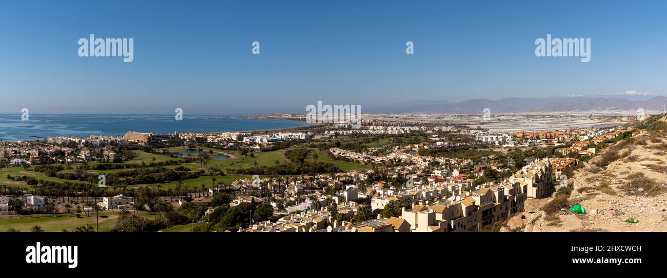 Almerimar, Spain - 2 March, 2022: panorama view of the coastline at ...