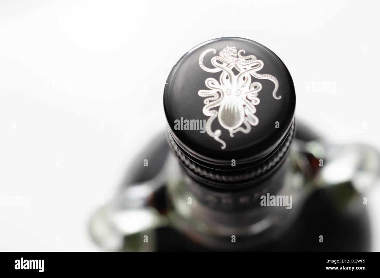 LONDON, UNITED KINGDOM - FEBRUARY 01, 2022 Caribbean black spiced rum ...