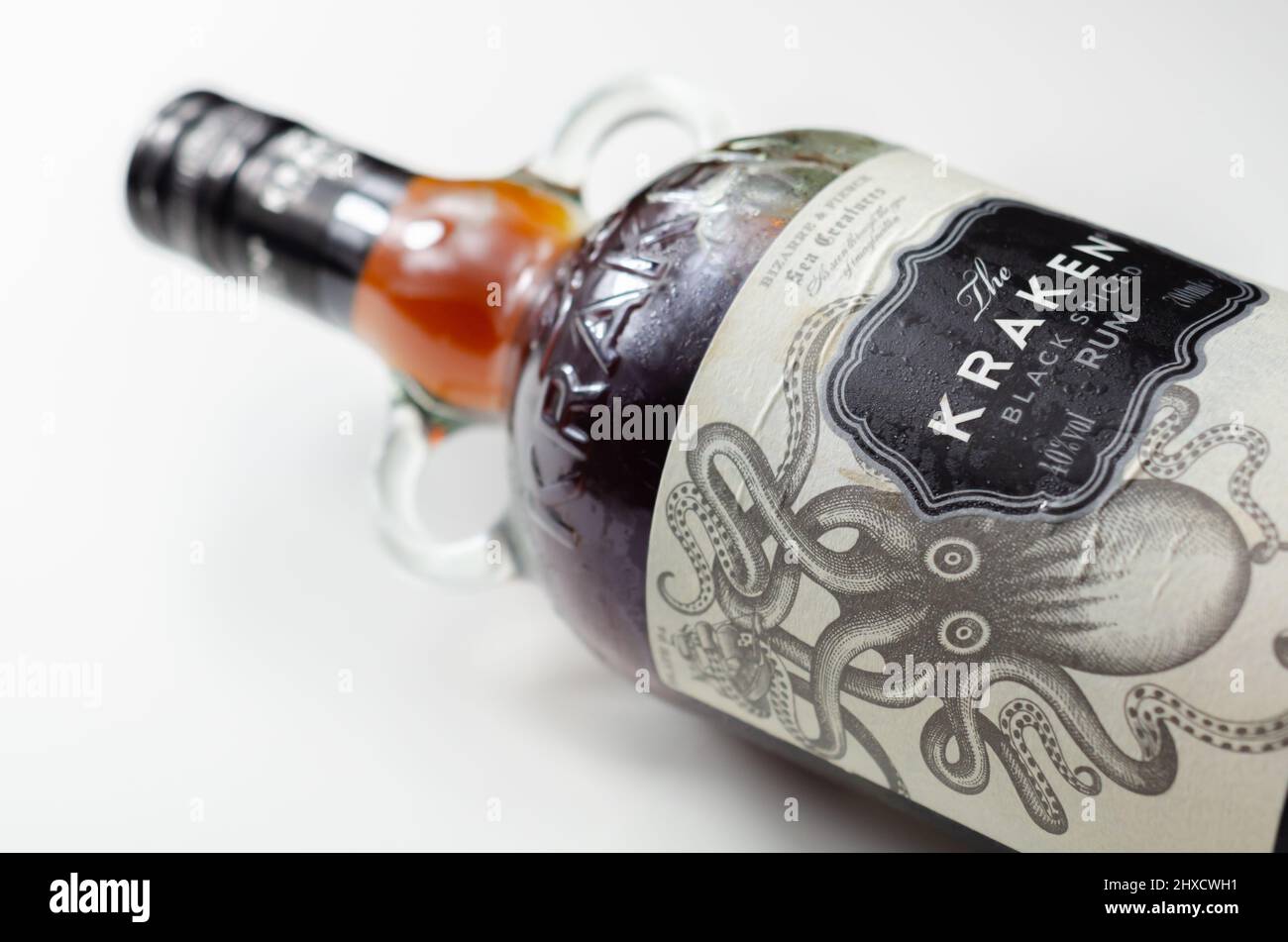 LONDON, UNITED KINGDOM - FEBRUARY 01, 2022 Caribbean black spiced rum ...