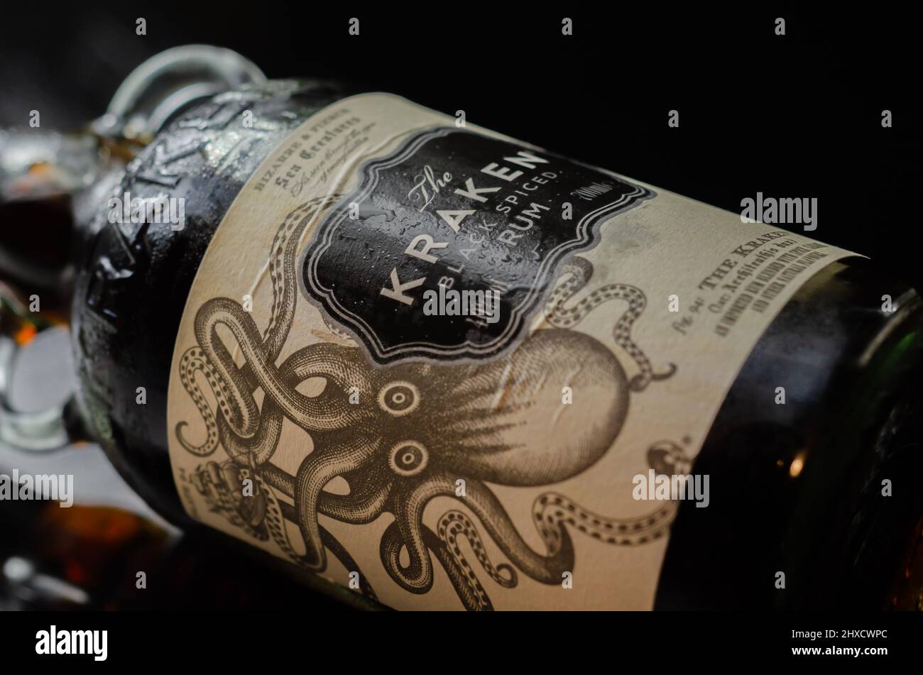 LONDON, UNITED KINGDOM - FEBRUARY 01, 2022 Caribbean black spiced rum ...