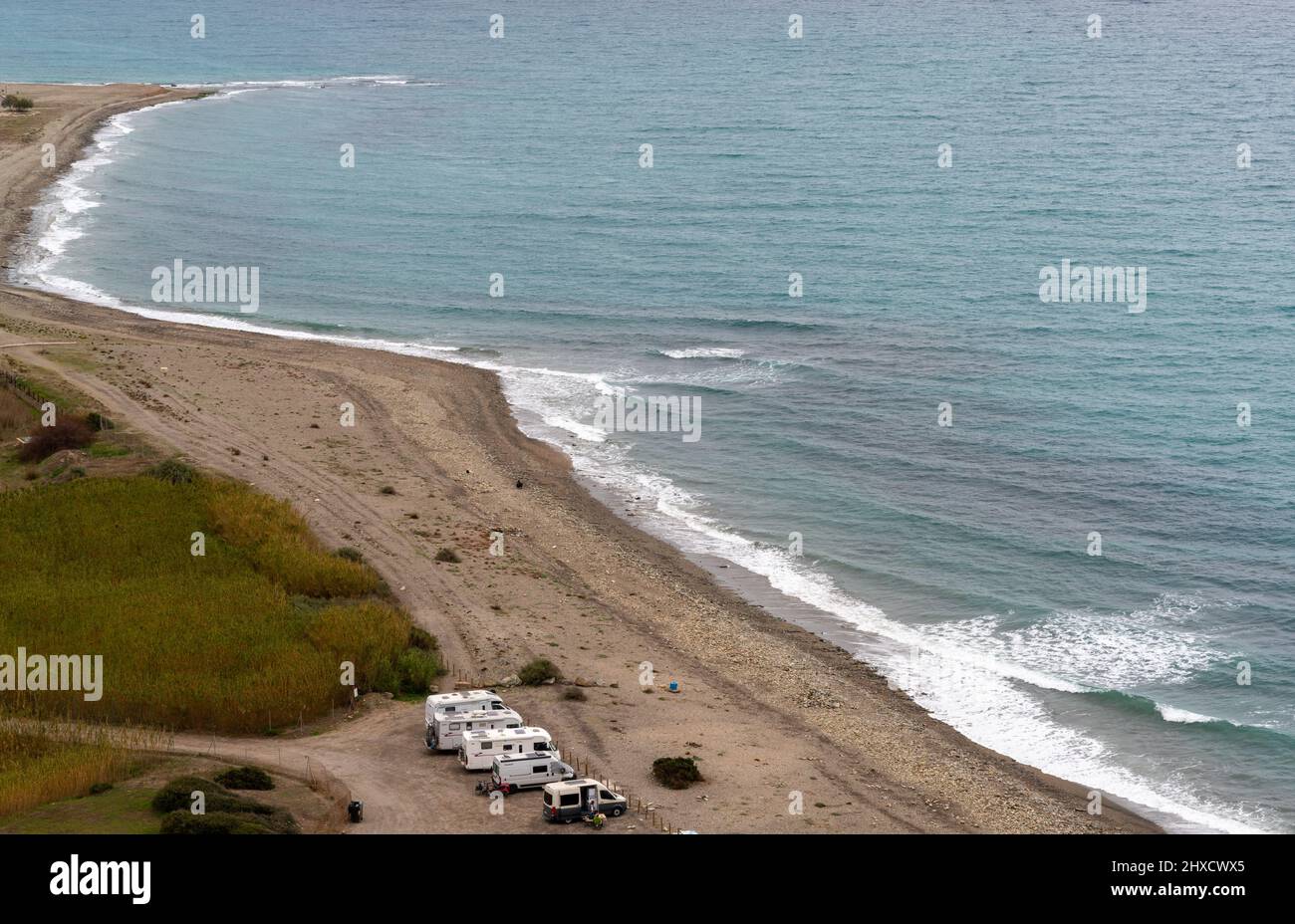 Motril, Spain - 28 February, 2022: many camper vans and motor homes ...