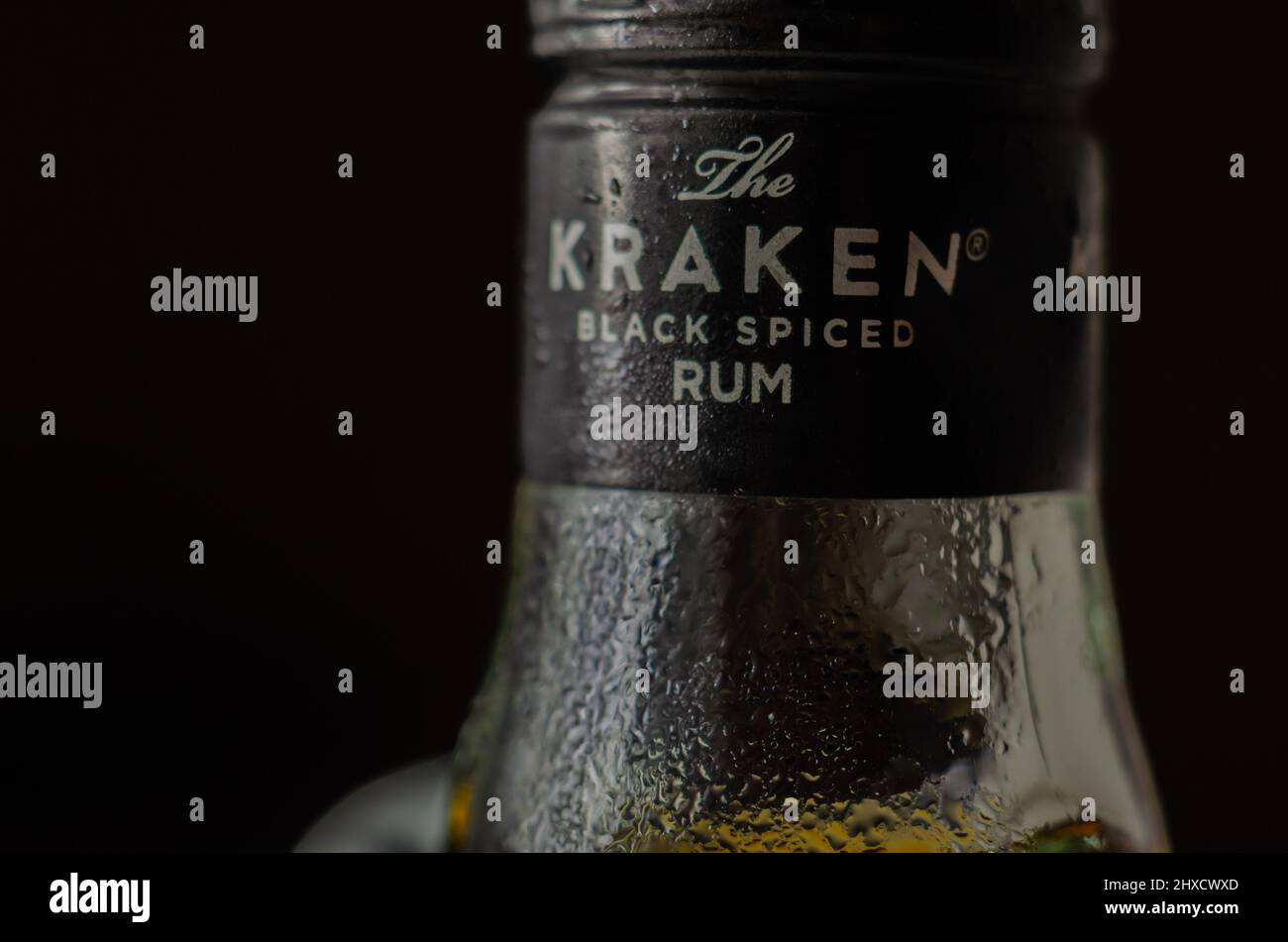 LONDON, UNITED KINGDOM - FEBRUARY 01, 2022 Caribbean black spiced rum ...
