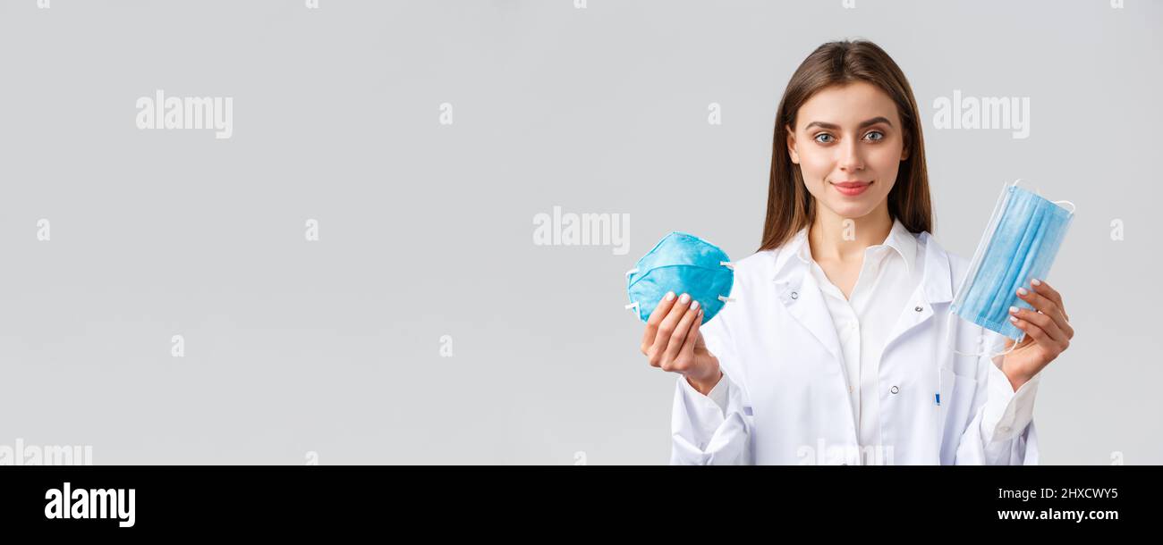 Covid-19, preventing virus, healthcare workers concept. Professional ...