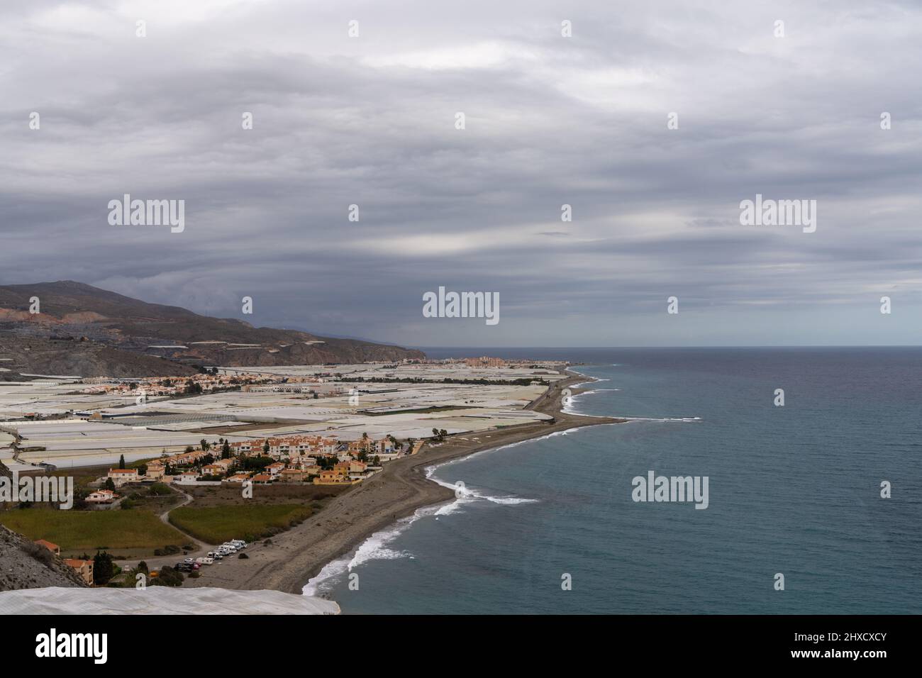 Motril, Spain - 28 February, 2022:coastal landscape with many ...
