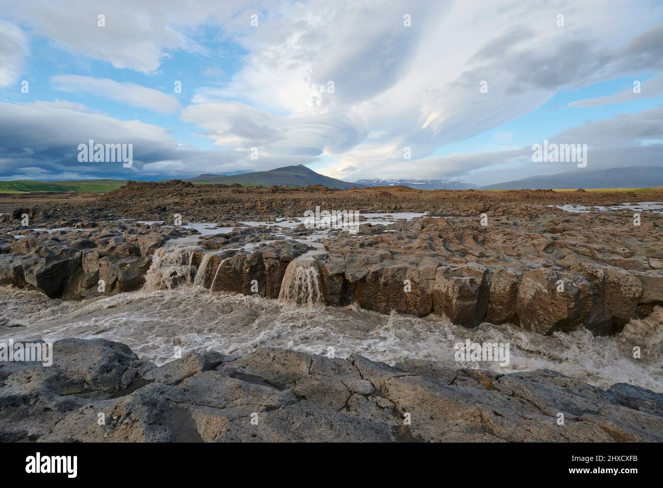 River, Basalt, Highlands, Summer, Husafell, Kaldidalur, Nordurland ...