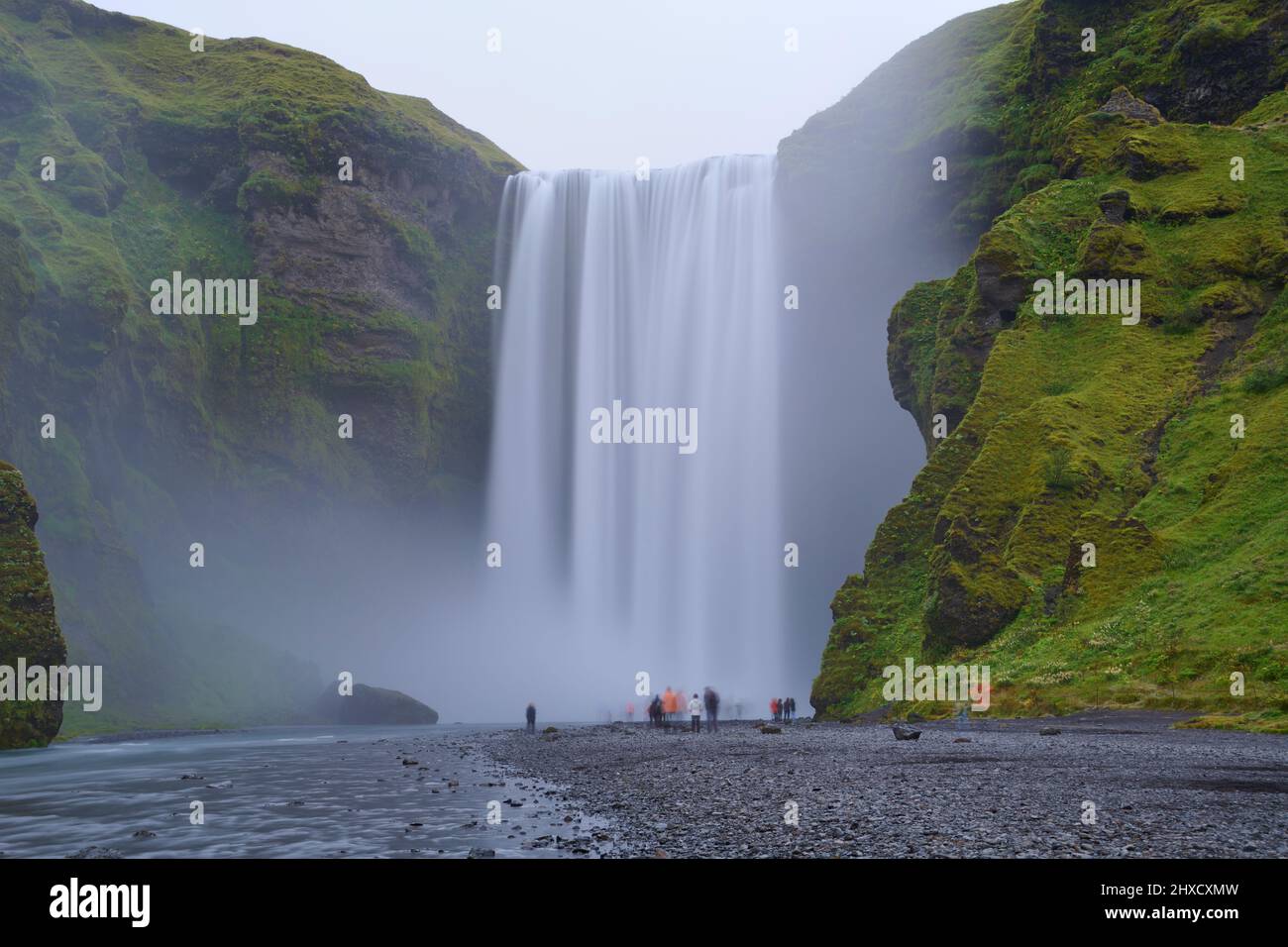 Waterfall, Summer, Skogafoss, Sudurland, SuÃ°urnes, Iceland Stock Photo ...