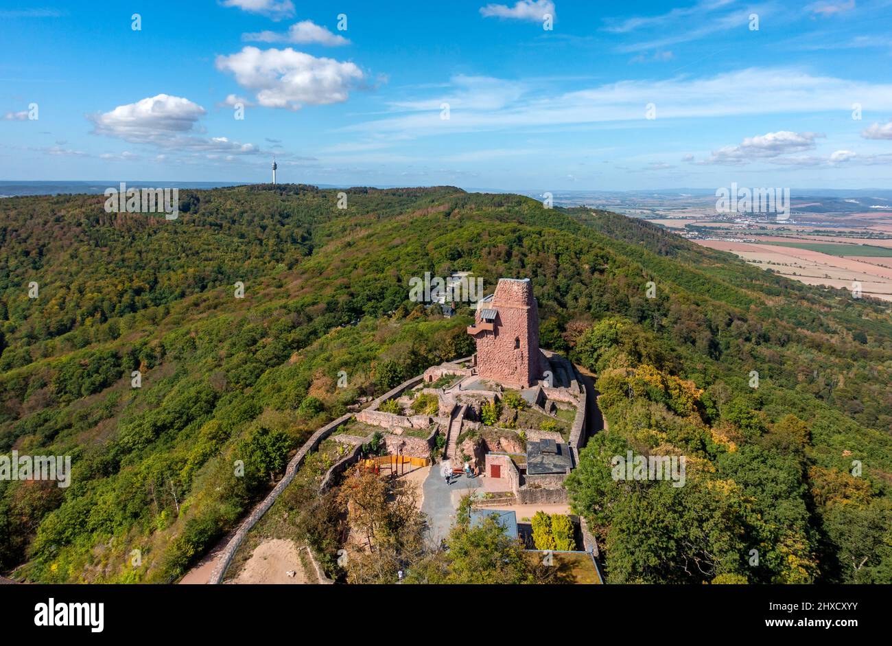 Reichsburg Kyffhausen, view from the Kyffhäuser monument over the keep ...