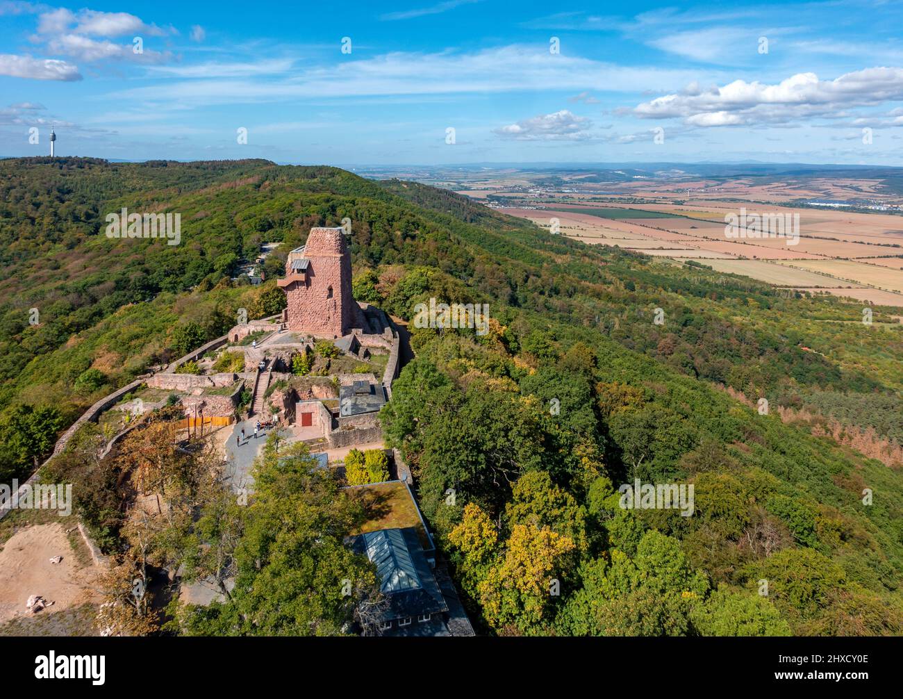 Reichsburg Kyffhausen, view from the Kyffhäuser monument over the keep ...