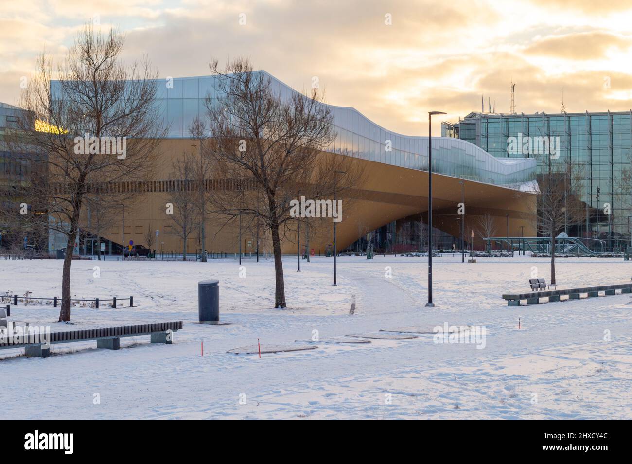 Helsinki, Finland, december 2021. Central Library Oodi seen from the ...