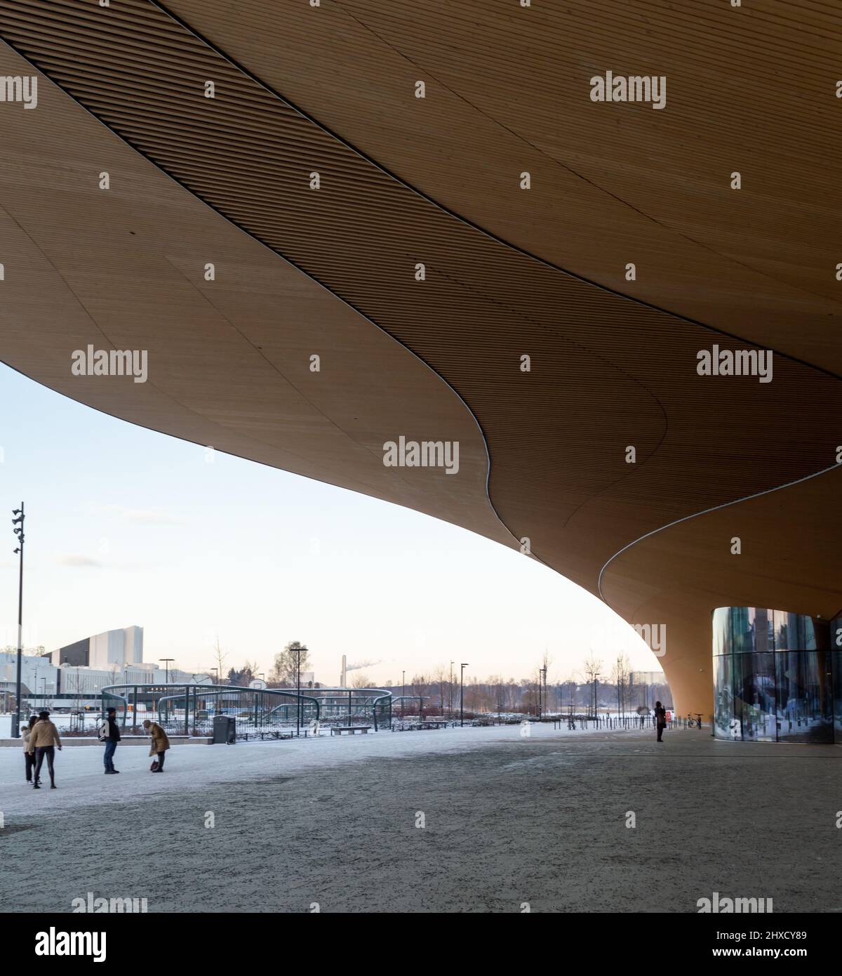 Helsinki, Finland, december 2021. The huge wooden canopy of the central ...