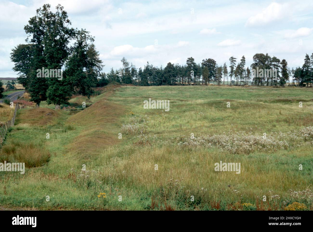 Remains of Ardoch Roman fort earthworks outside the village of Braco in ...