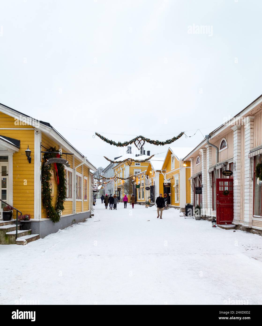 Porvoo, Finland december 2021. Typical wooden building in the old town ...