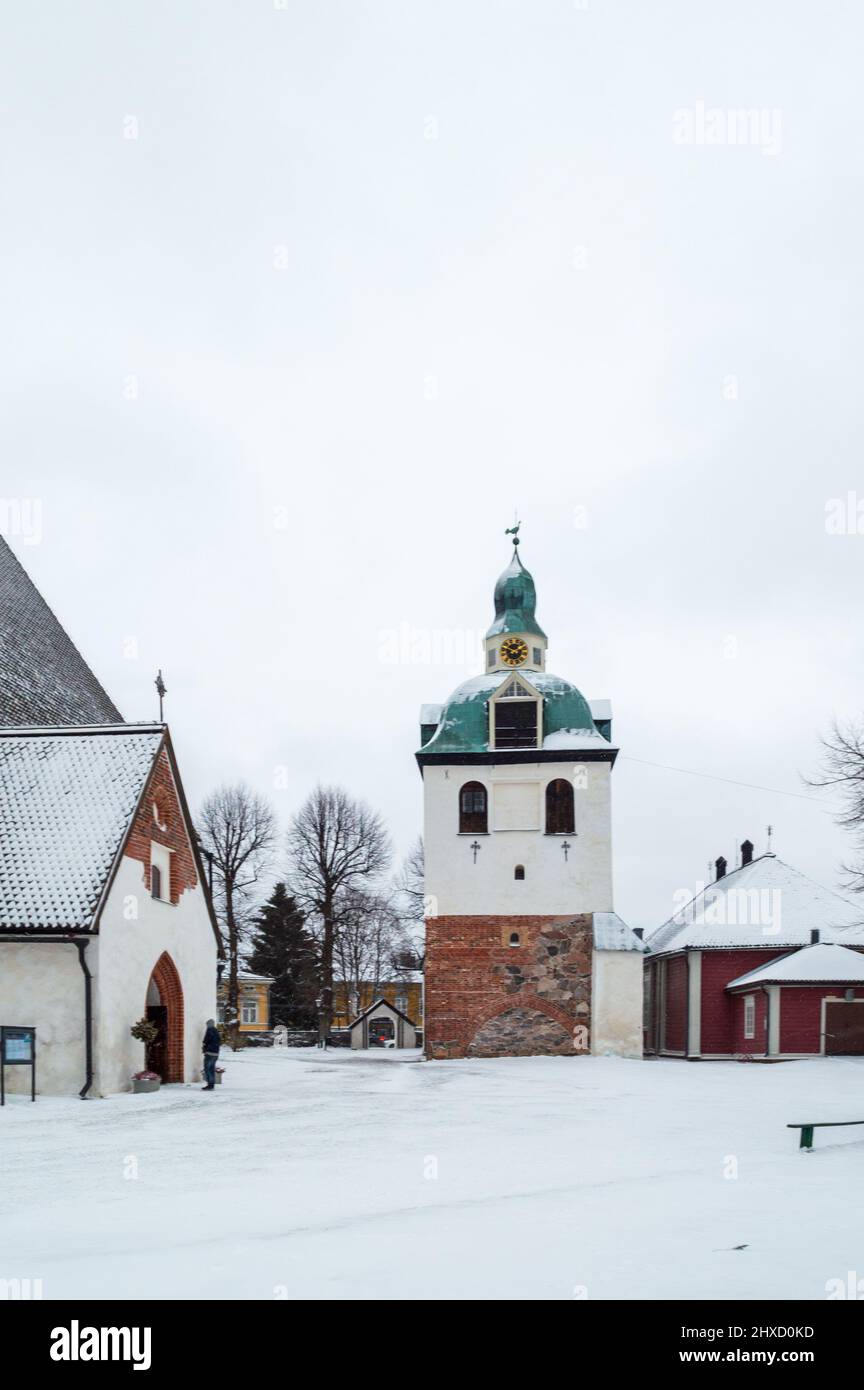 Porvoo, Finland, december 2021. Chathedral of Porvoo in winter time ...