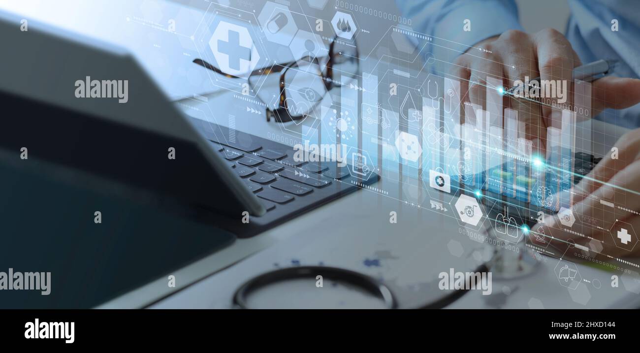 Healthcare and Medical insurance business virtual graph data and growth with Medical financial ...