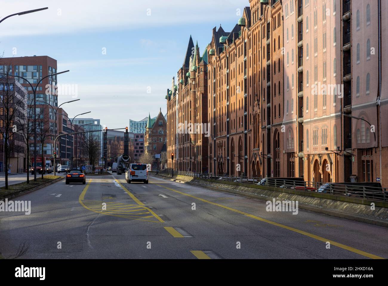 Hanseatic city of Hamburg, view of the buildings of the famous ...