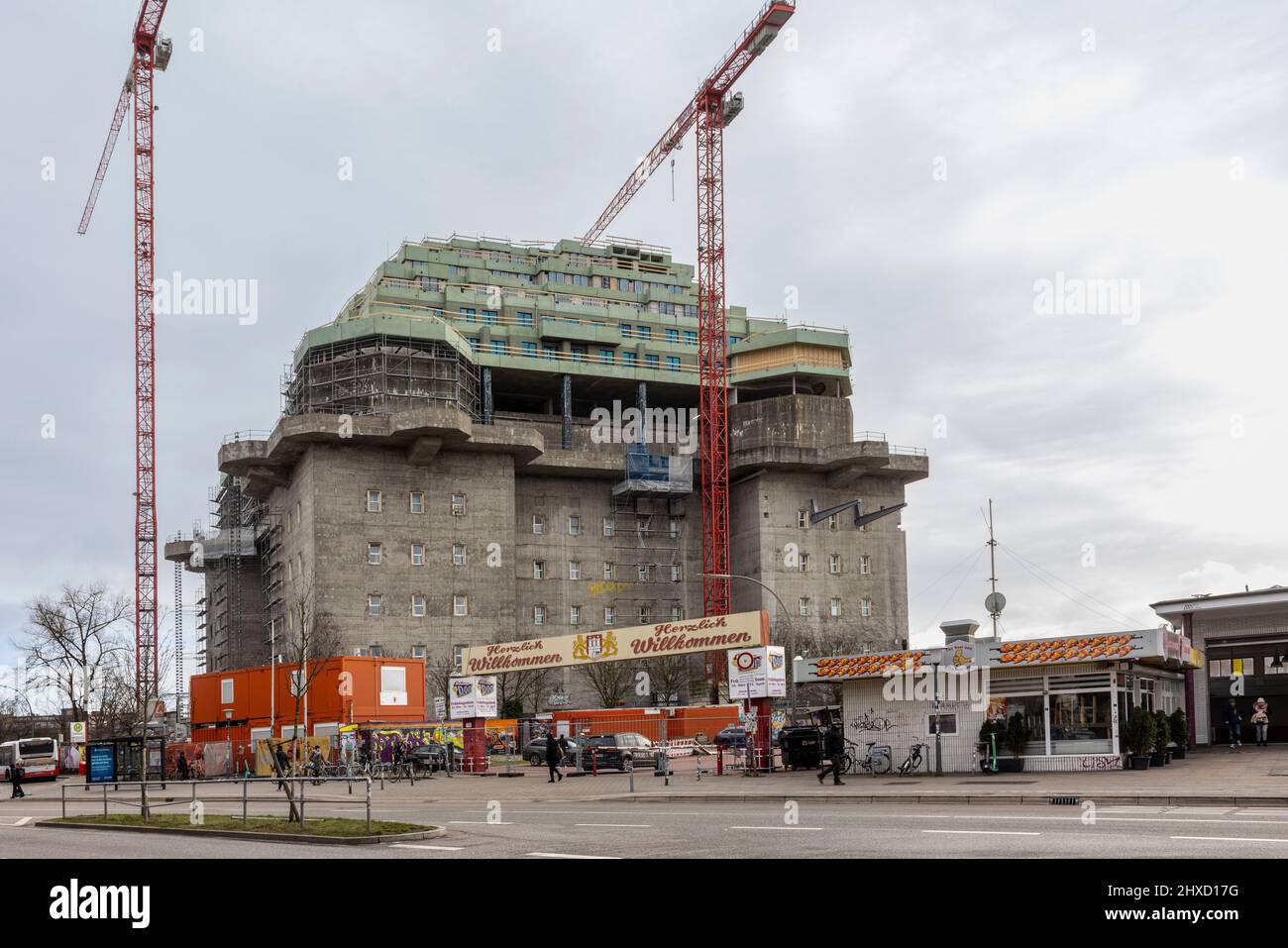 Hanseatic city Hamburg, view of the high bunker at the ...