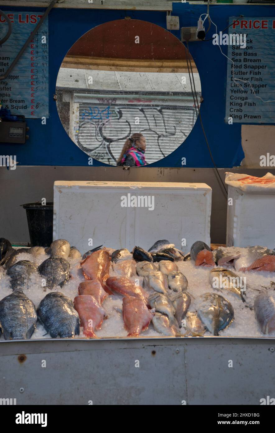 Fishmonger shop in Ridley Road market in London,England,UK Stock Photo ...