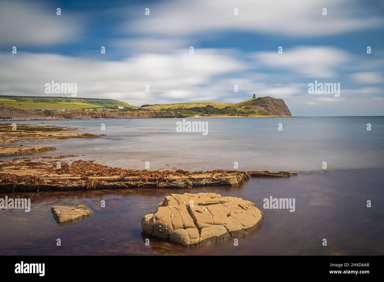 View across Kimmeridge Bay, Dorset, England, UK looking east towards ...