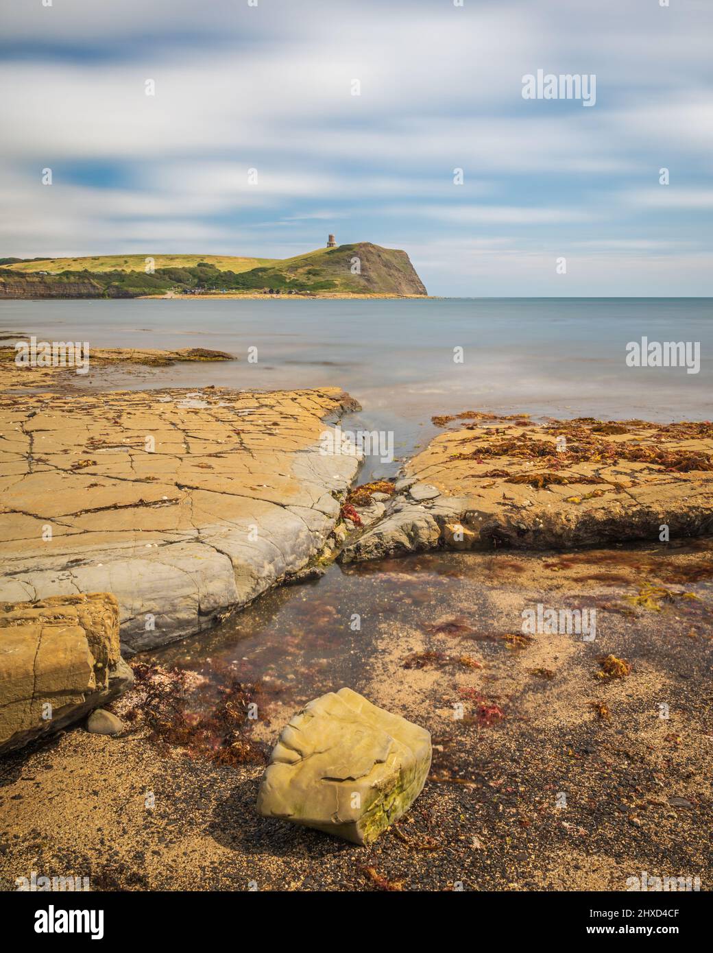View across Kimmeridge Bay, Dorset, England, UK looking east towards ...