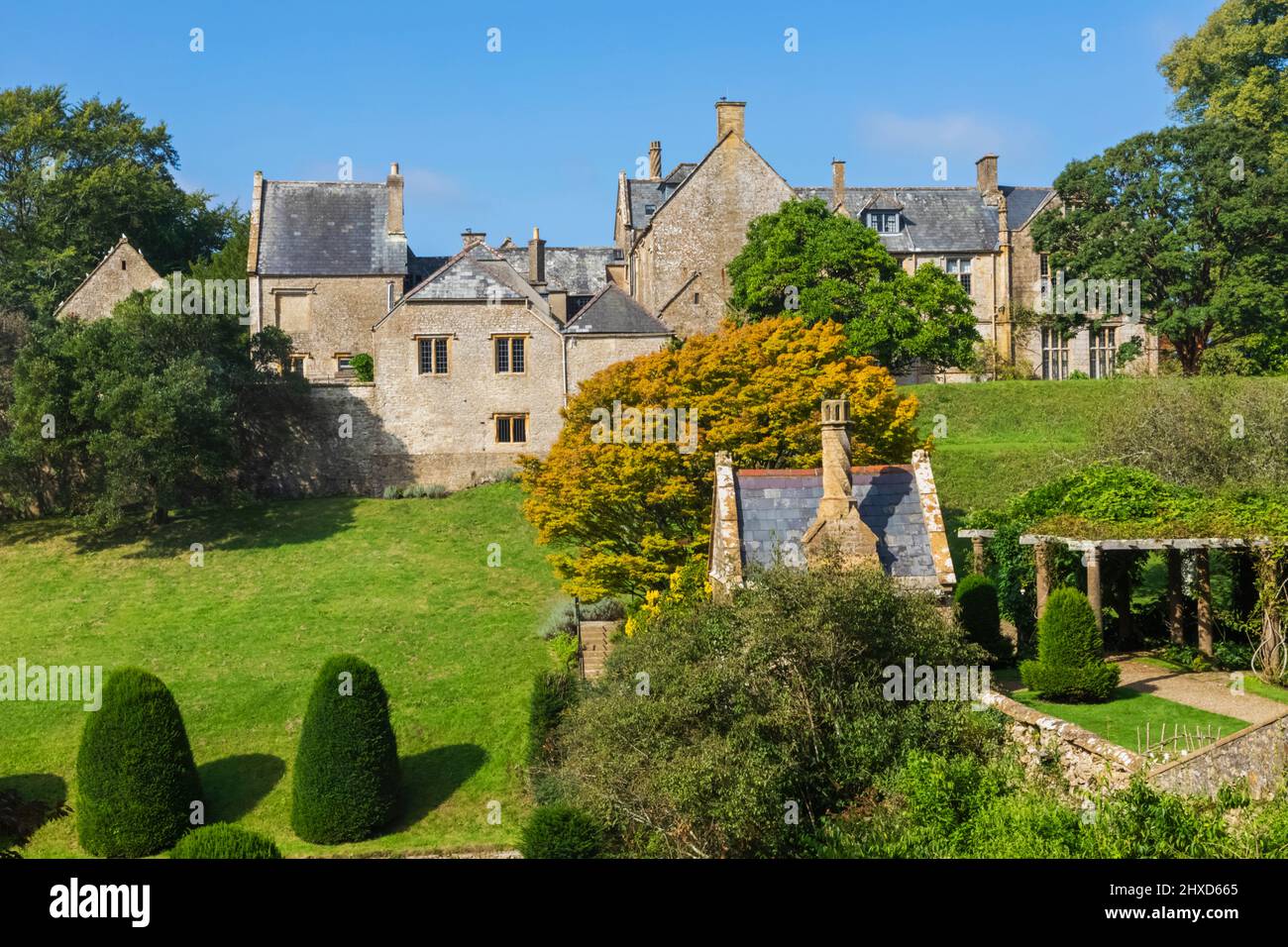 England, Dorset, Beaminster, Mapperton House and Gardens Stock Photo ...