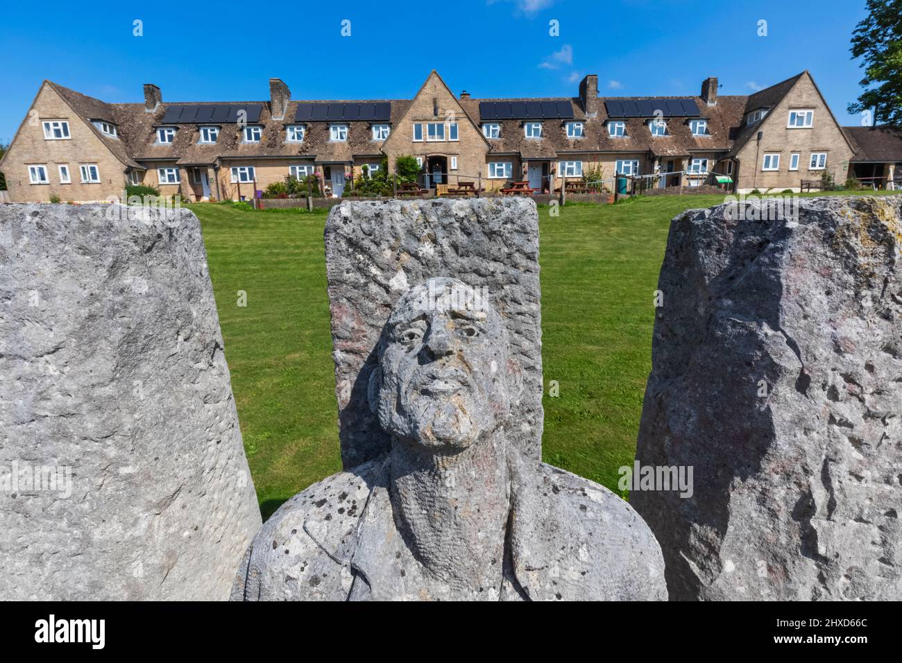 England, Dorset, Dorchester, Tolpuddle, Stone Statue of George Loveless ...