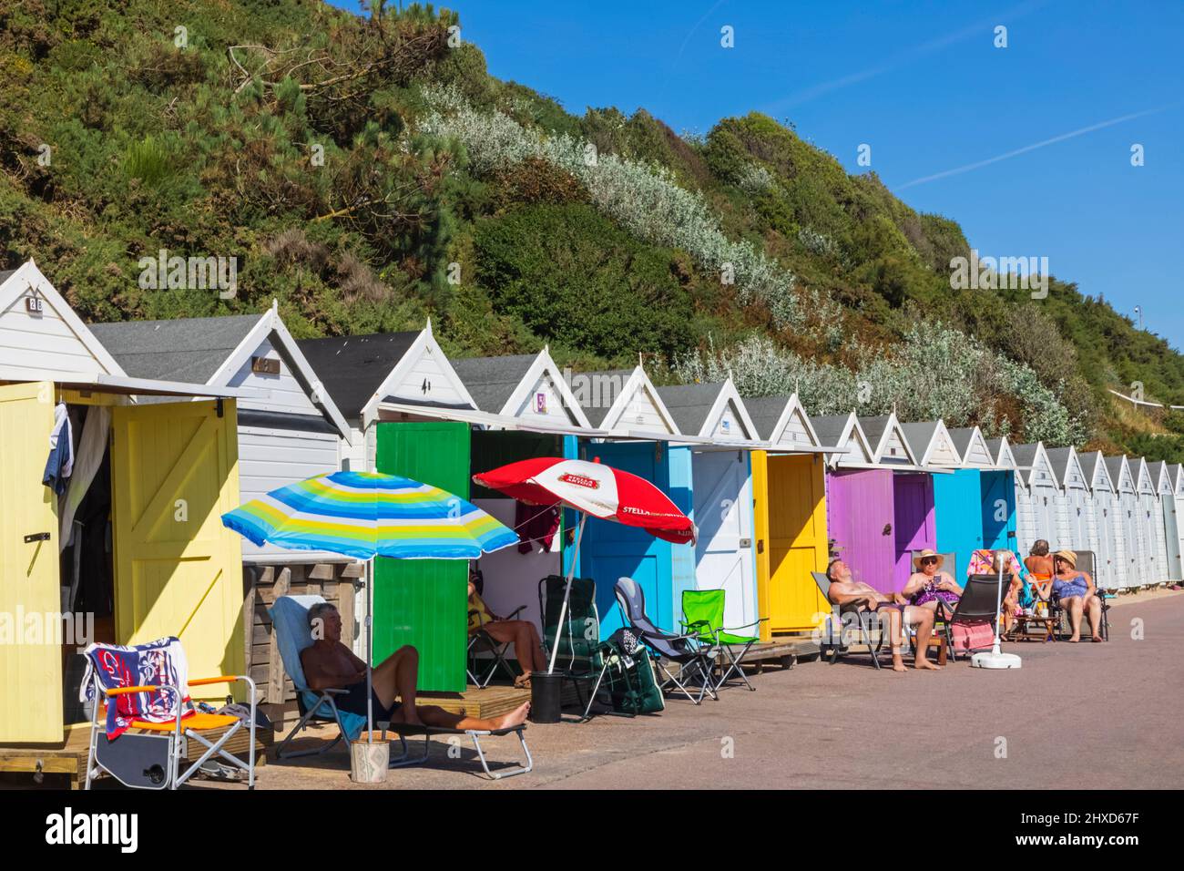 England, Dorset, Bournemouth, Bournemouth Beach, People Sunbathing in ...
