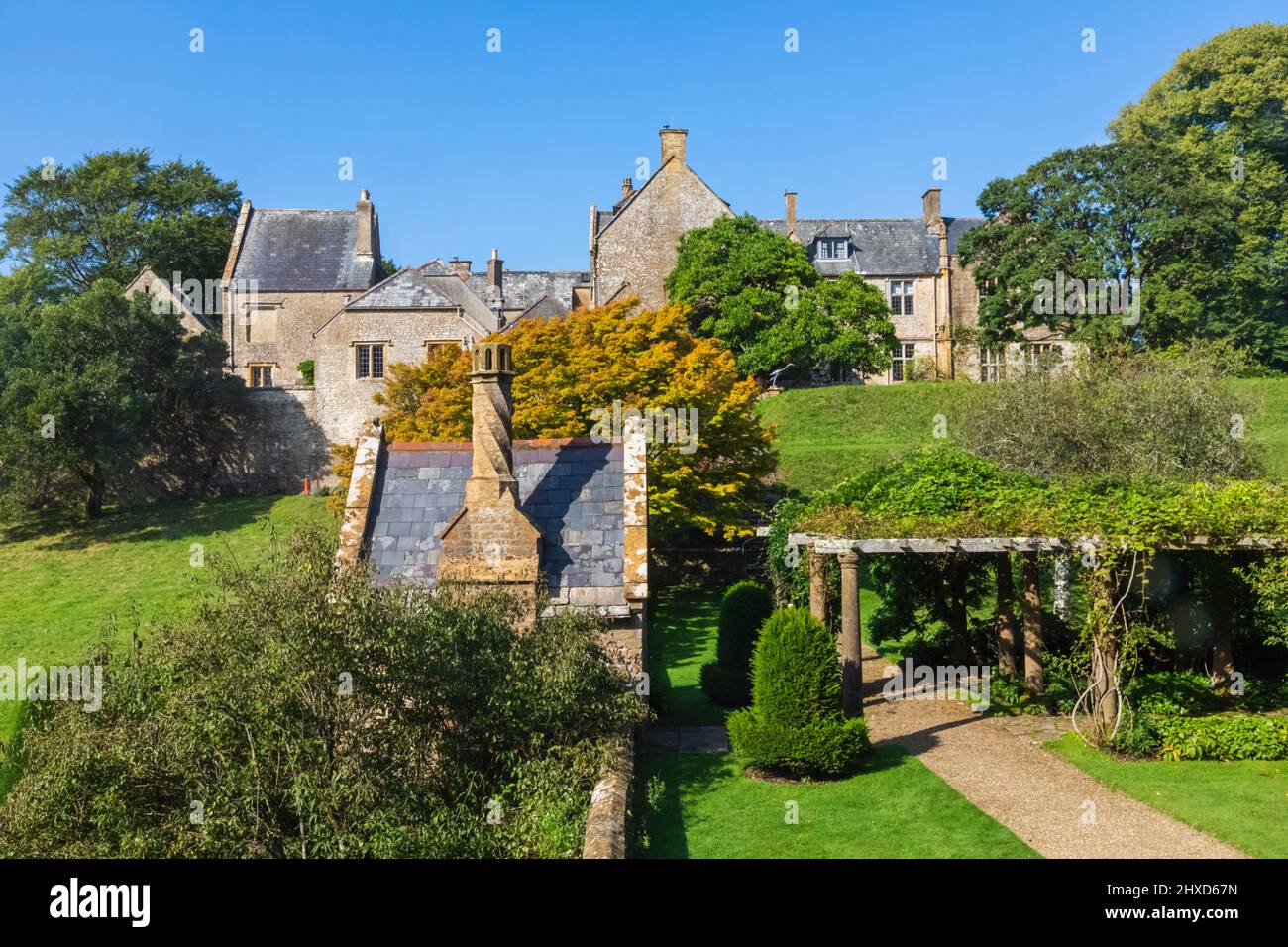 England, Dorset, Beaminster, Mapperton House and Gardens Stock Photo ...