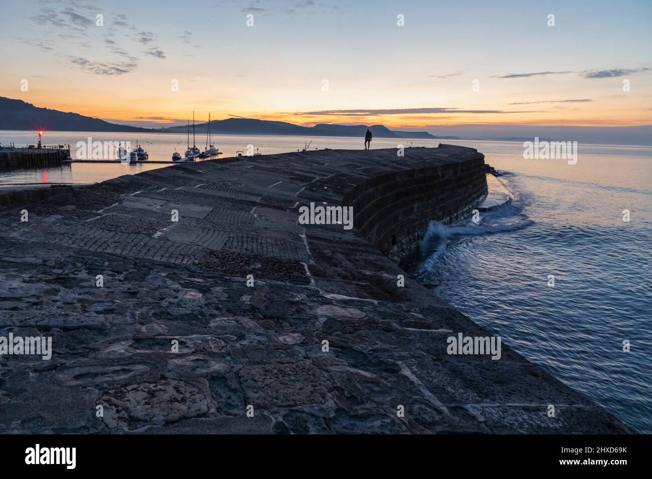 England, Dorset, Lyme Regis, The Cobb at Dawn Stock Photo - Alamy