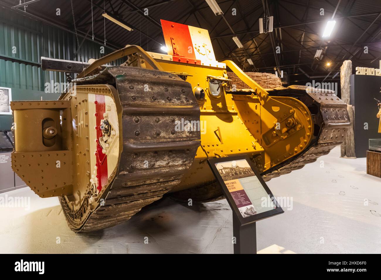 England, Dorset, Bovington Camp, The Tank Museum, Display of WWI MarkV ...