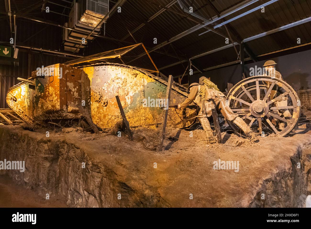 England, Dorset, Bovington Camp, The Tank Museum, Display of WWI Tank ...