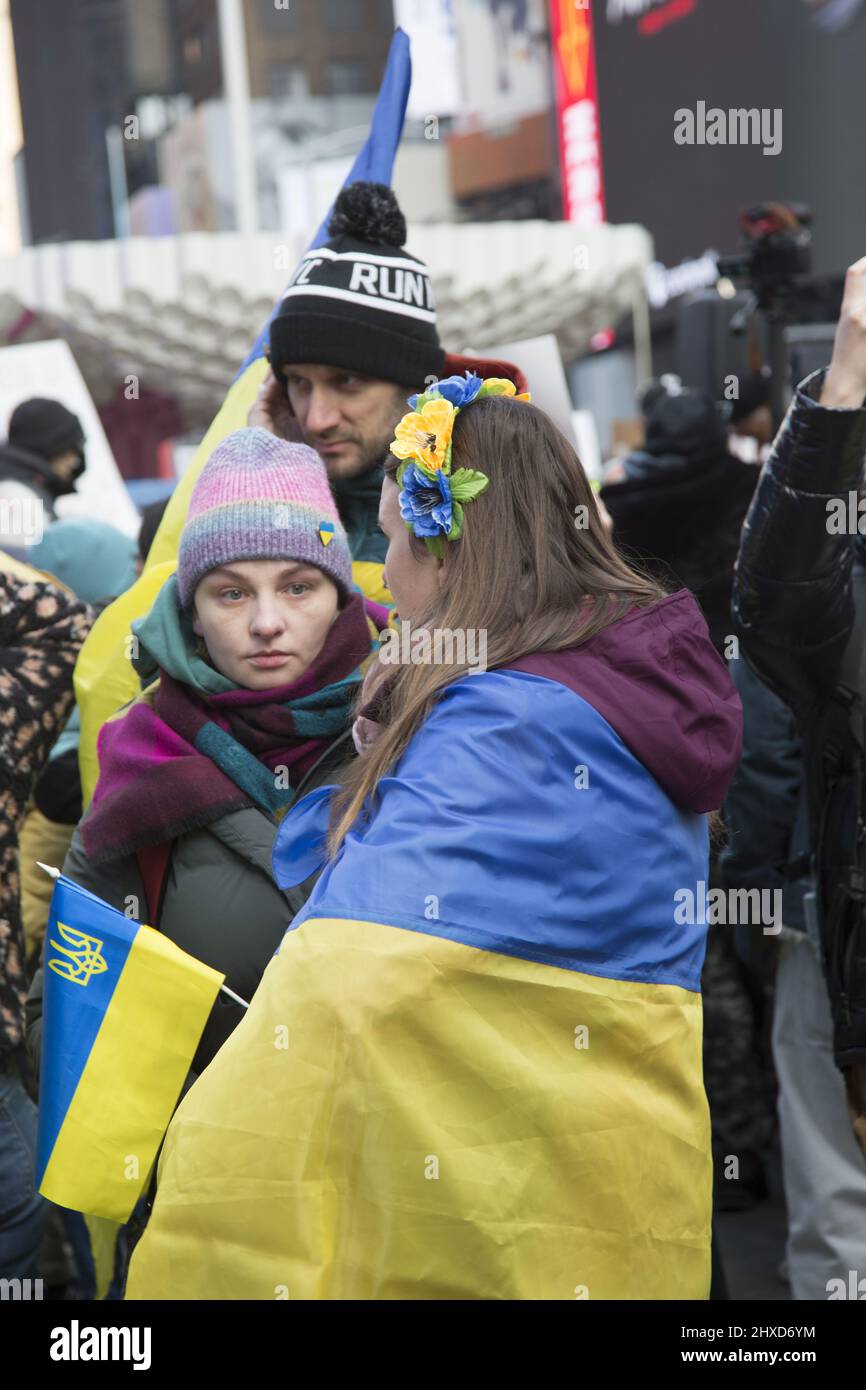 "Stand With Ukraine" demonstration in Times Square in New York City ...