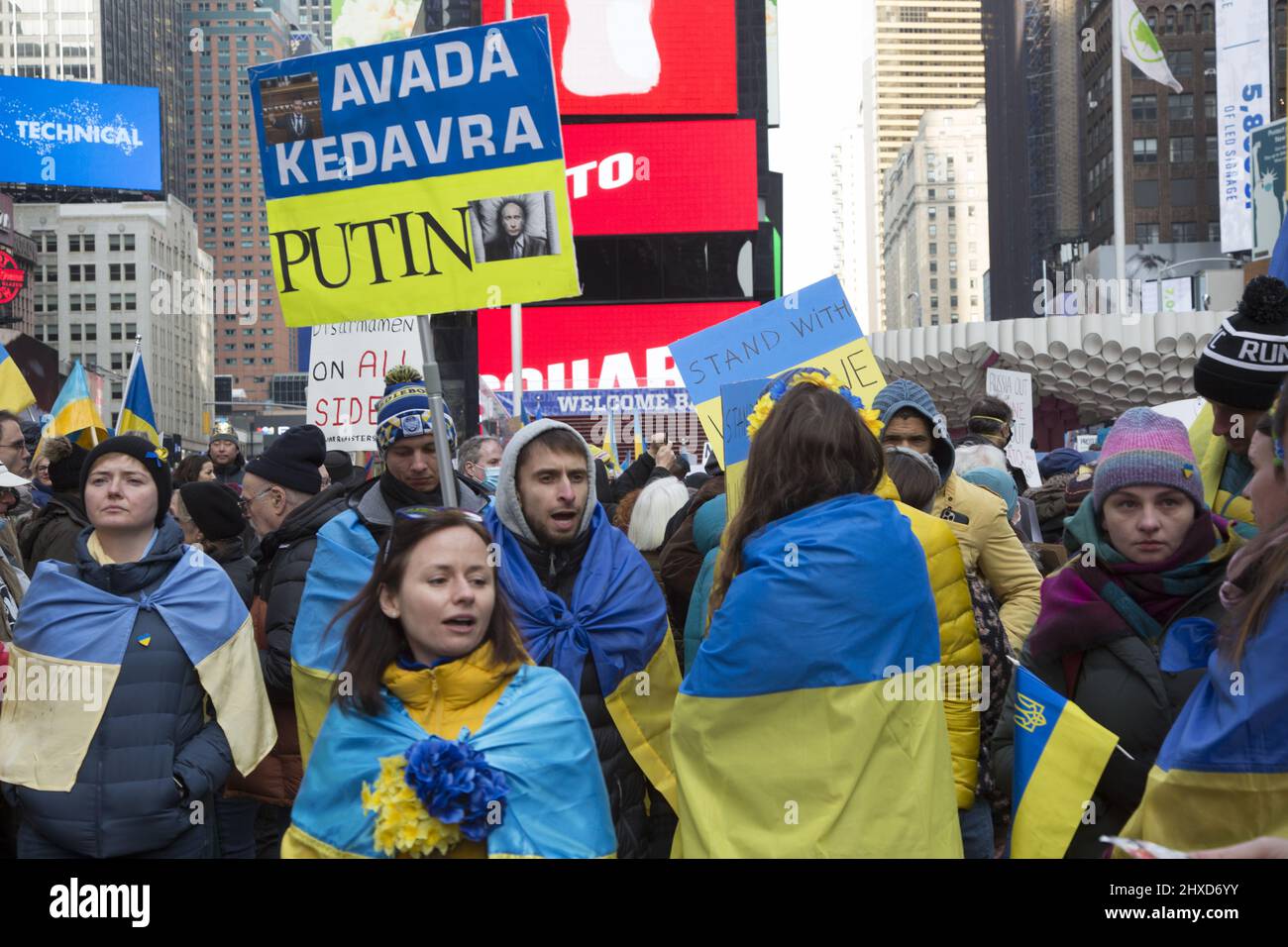 "Stand With Ukraine" demonstration in Times Square in New York City ...