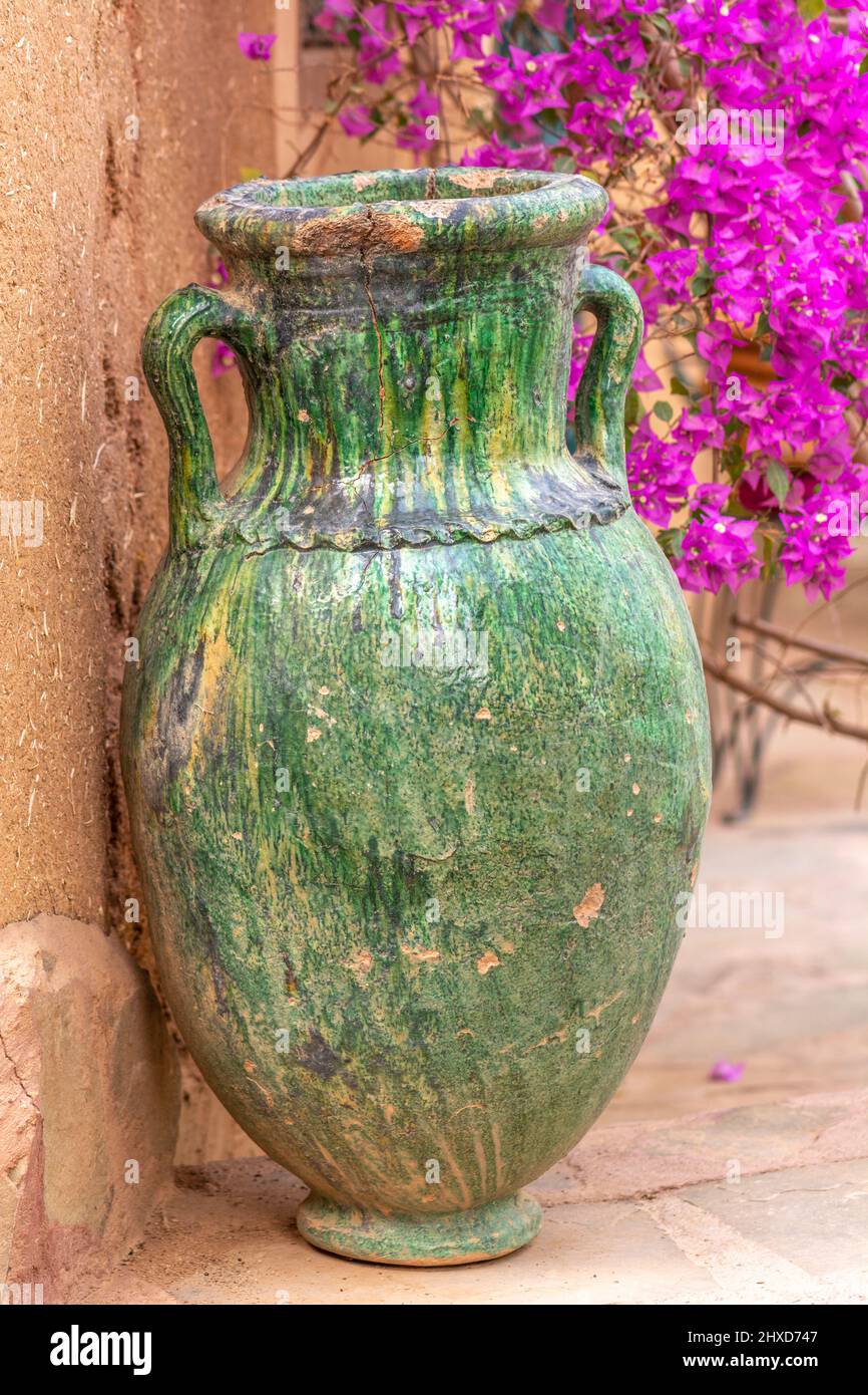 Traditional green ceramic from Tamegroute in Morocco. Berber pottery ...