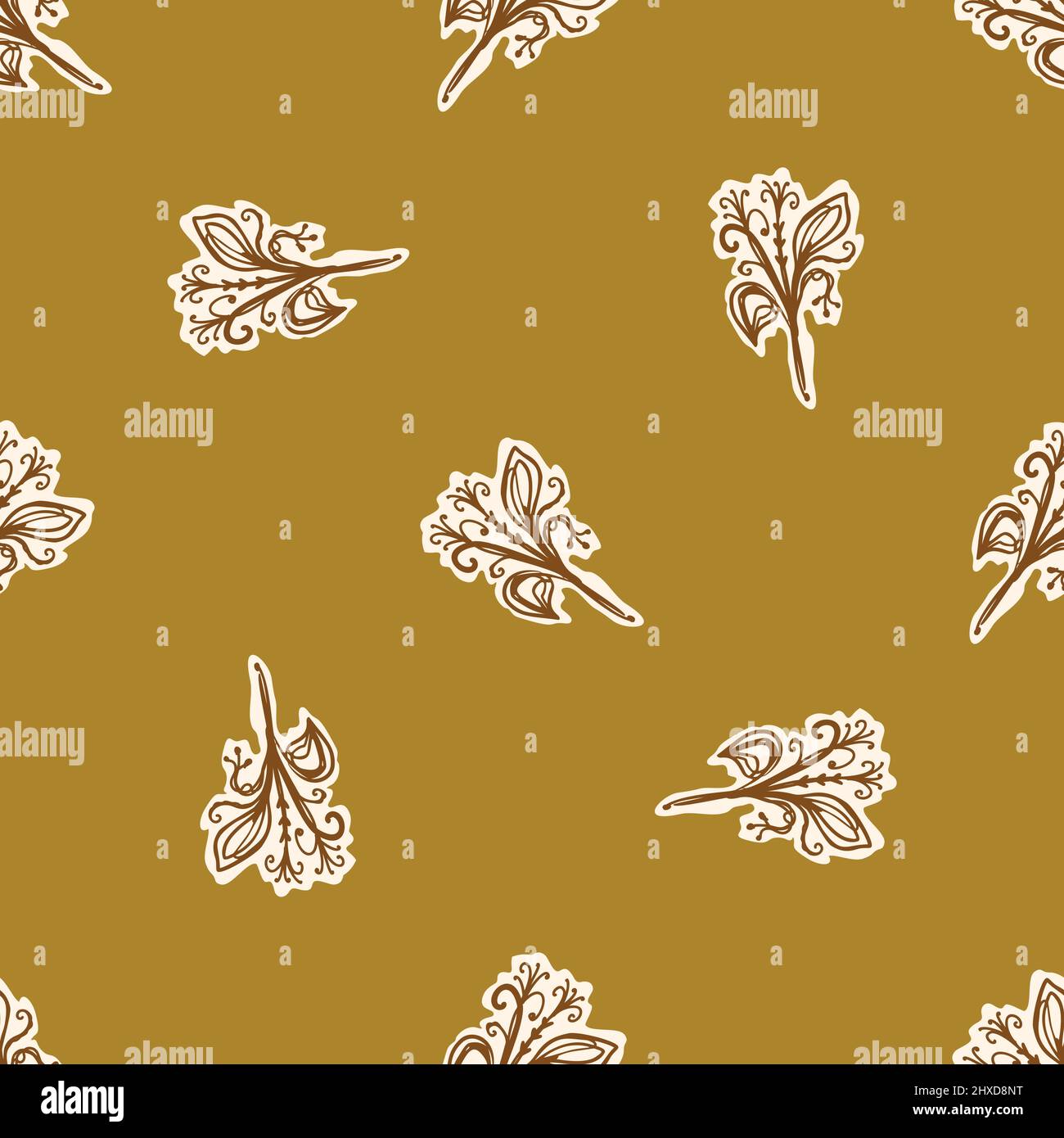 Gender neutral floral seamless vector background. Simple whimsical 2 ...