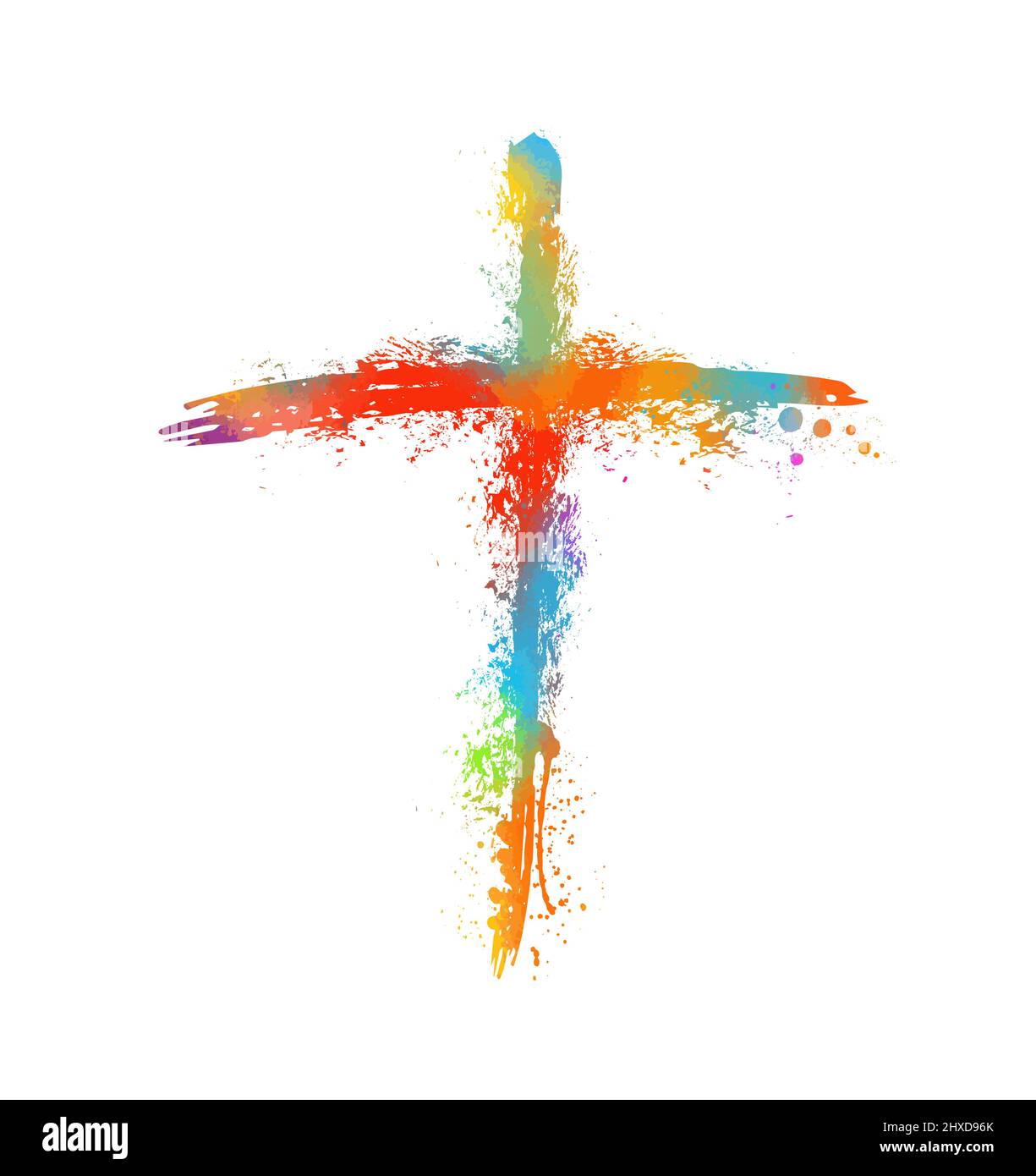 Multi-colored cross. Cross made of rainbow blots. Vector illustration ...