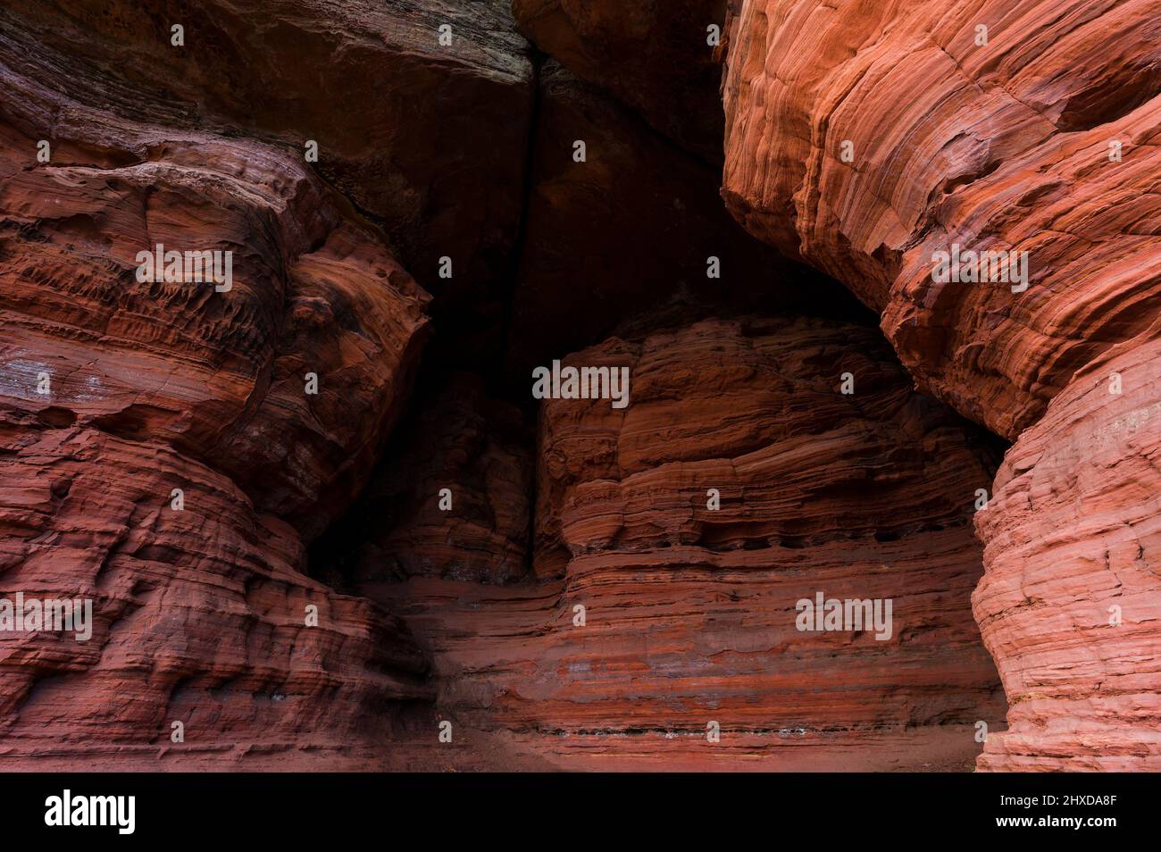Old castle rock, rock formation of red sandstone near Eppenbrunn ...